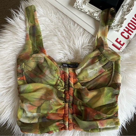 Zara | Tops | Zara Multicolored Tulle Corset Top | Poshmark